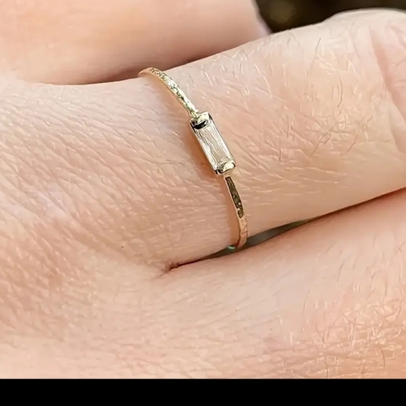 Jewelry | New Beautiful Vintage Minimalist Rectangle Cz Ring In Gold Plating | Poshmark